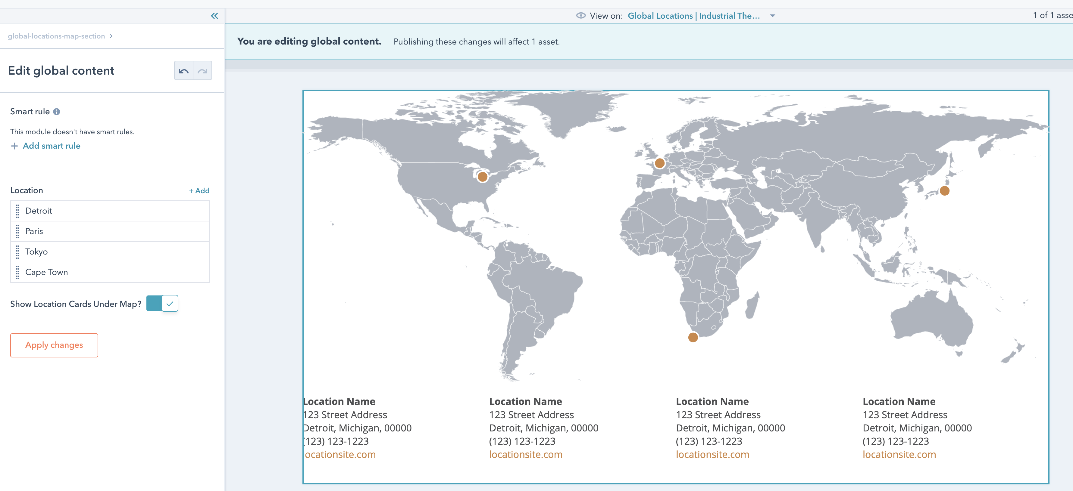 Global Locations Map Section HubSpot Modules Bootstrap Creative