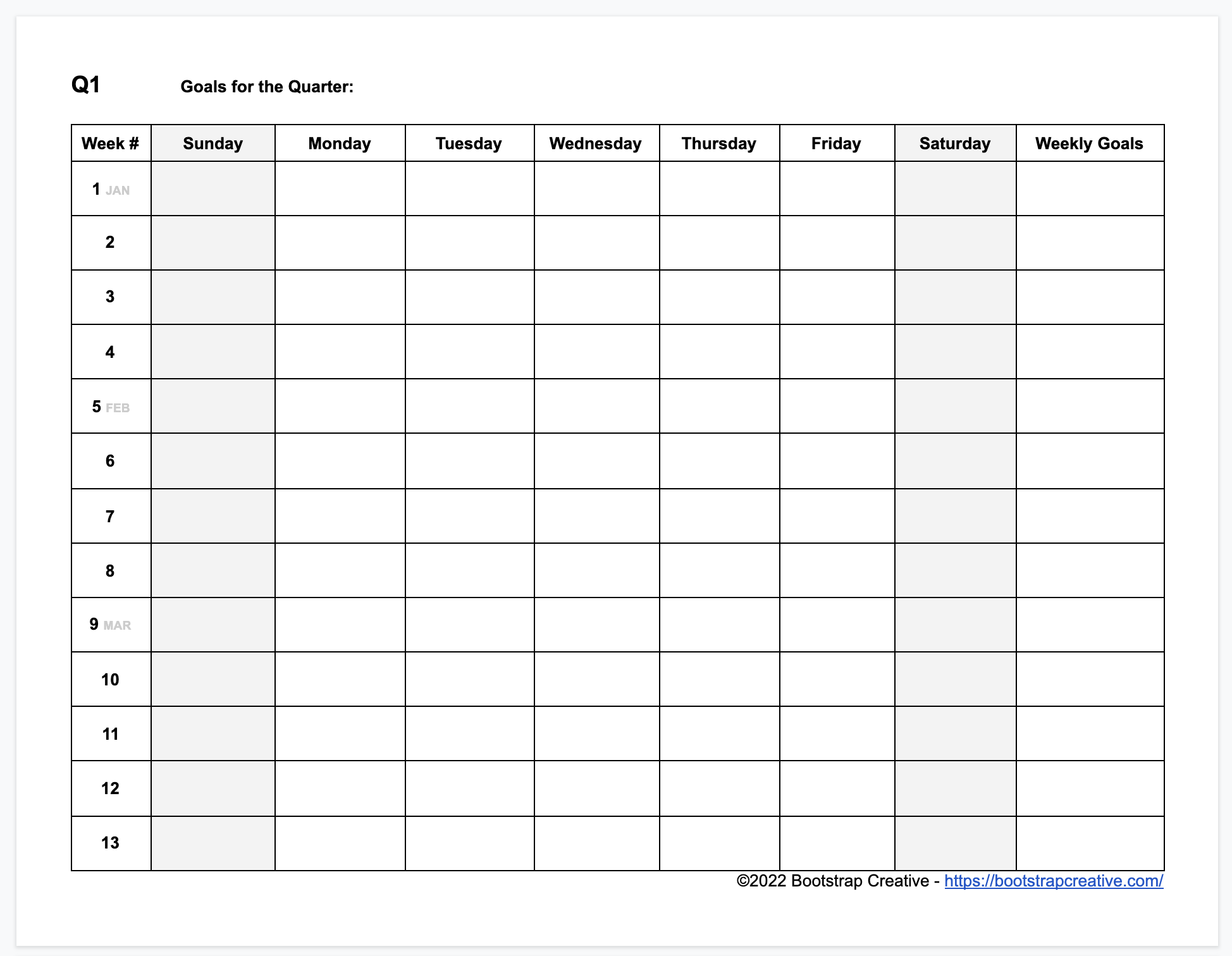 Quarterly Business Goals Planning Template PDF for Marketers or ...